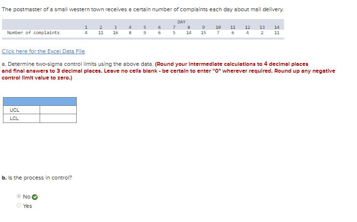 Solved a. Determine two-sigma control limits using the above | Chegg.com