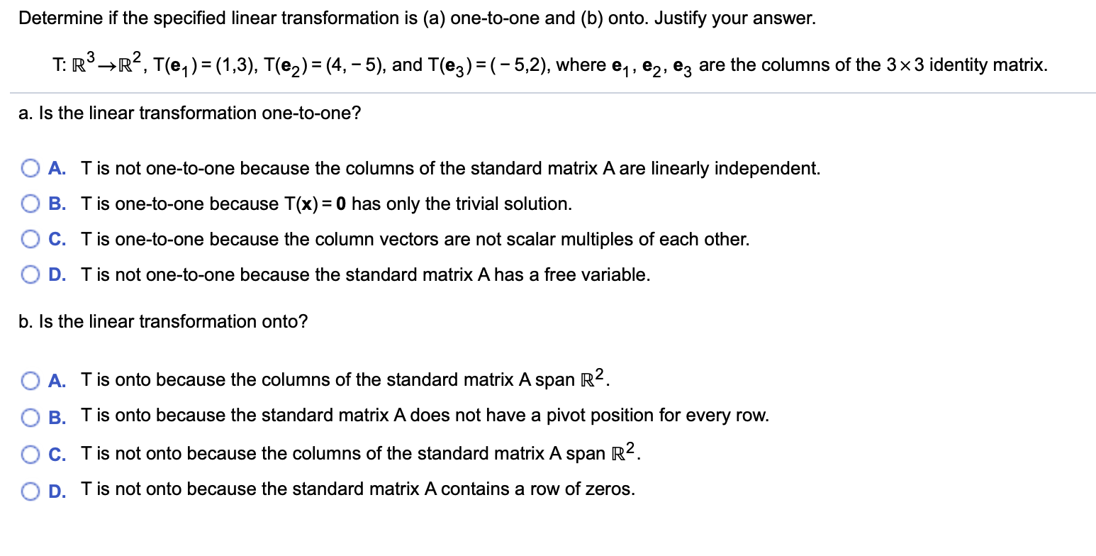 Solved Determine if the specified linear transformation is | Chegg.com