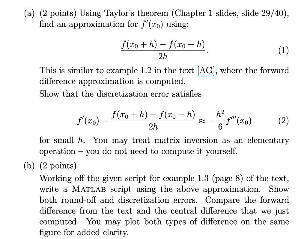 Solved 2. We will use Taylor’s theorem to derive the central | Chegg.com