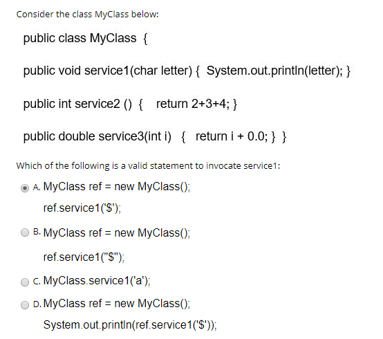 Solved Consider the class MyClass below: public class | Chegg.com