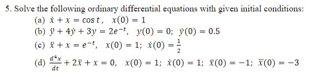 Solved Solve the following ordinary differential equations | Chegg.com