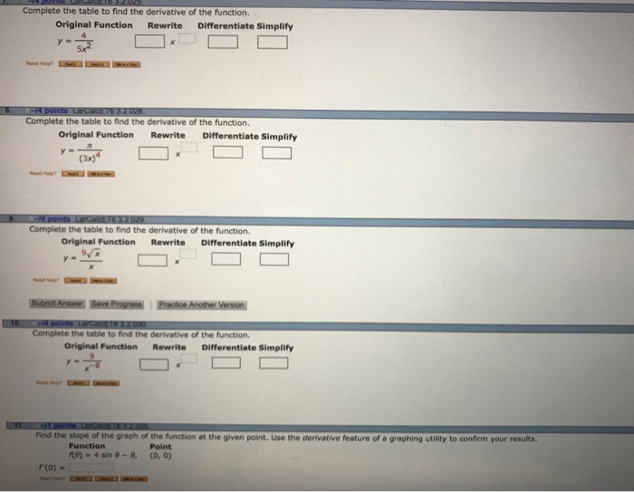 Solved Complete the table to find the derivative of the | Chegg.com