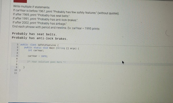 Solved Write Multiple If Statements If Caryear Is Before 