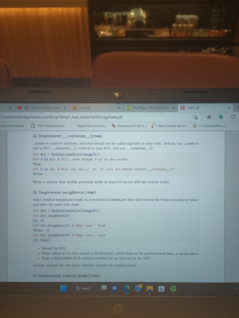 Solved 2) Implement _._contains __(item) nodes is a private | Chegg.com