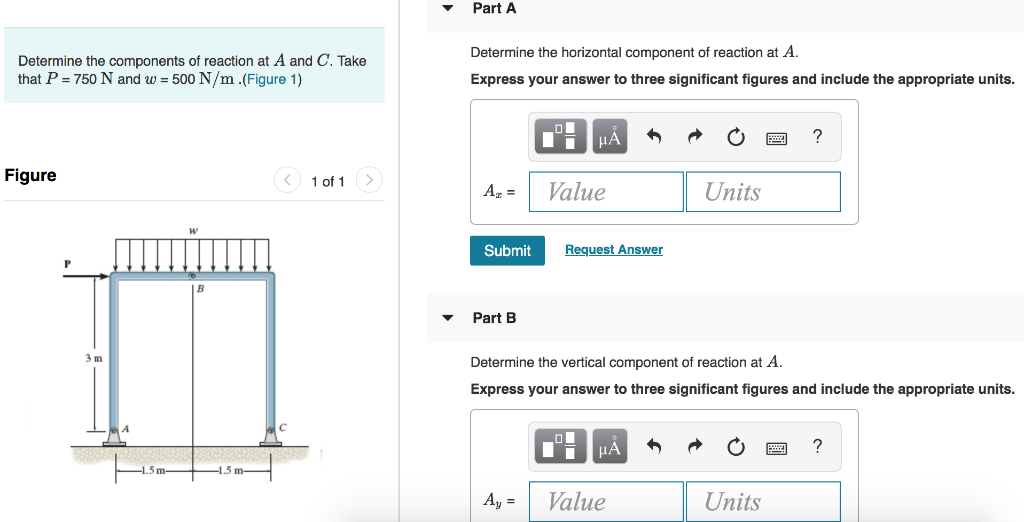 Solved Part A Determine the horizontal component of reaction | Chegg.com