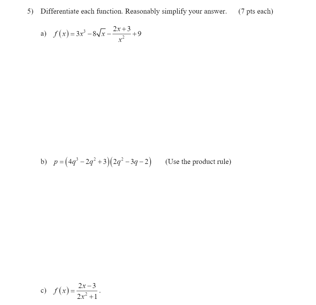 Solved You must show all work in a neat and organized manner | Chegg.com