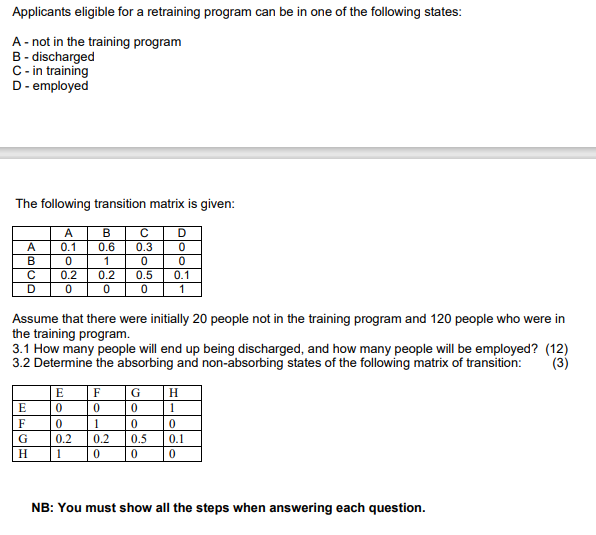Solved Applicants eligible for a retraining program can be | Chegg.com
