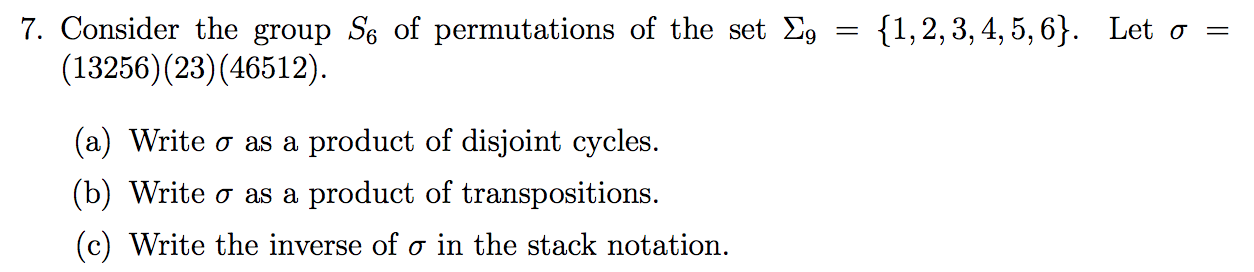 Solved == {1,2,3,4,5,6}. Let o = 7. Consider the group Se of | Chegg.com
