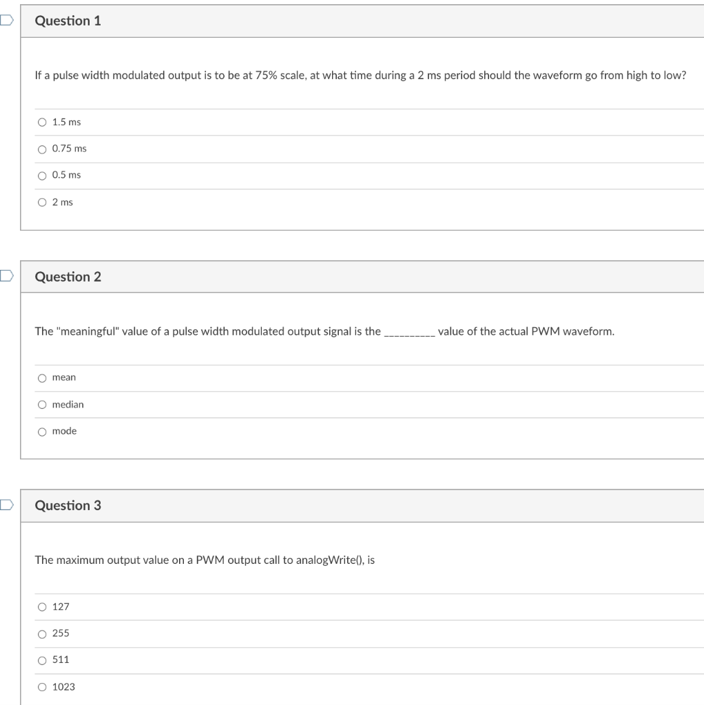 Solved D Question 1 If a pulse width modulated output is to | Chegg.com