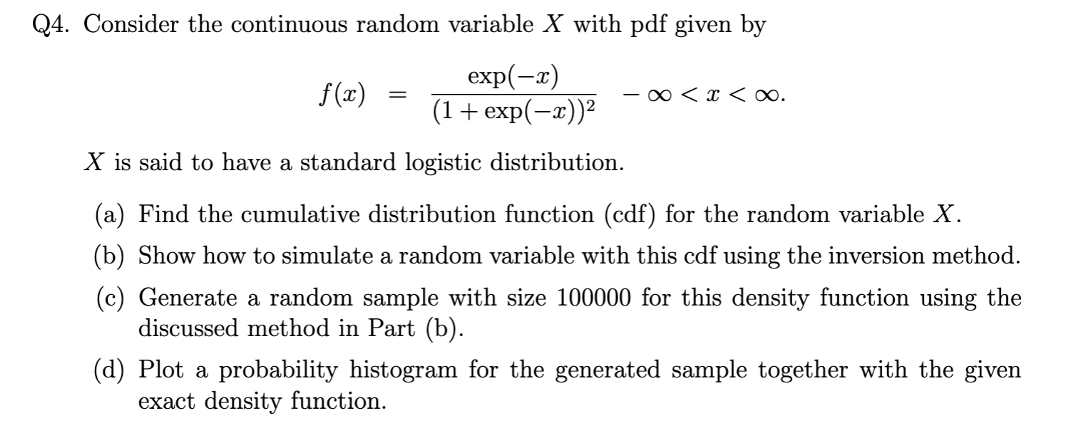 Solved Q4. Consider the continuous random variable X with | Chegg.com