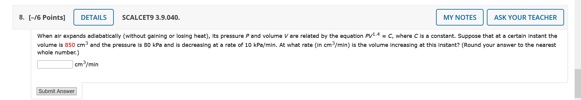Solved whole number.) cm3/min | Chegg.com