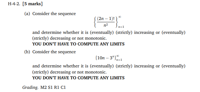 Solved H-4-2. [5 marks] (a) Consider the sequence (2n 1)I | Chegg.com