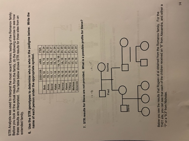 Solved 6. Use the STR genotype to determine who is who in | Chegg.com