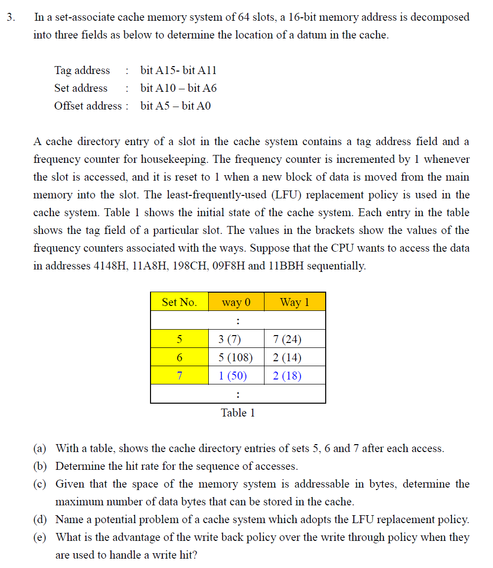 Solved In a set-associate cache memory system of 64 slots, a | Chegg.com Solved In a set-associate cache memory system of 64 slots, a | Chegg.com