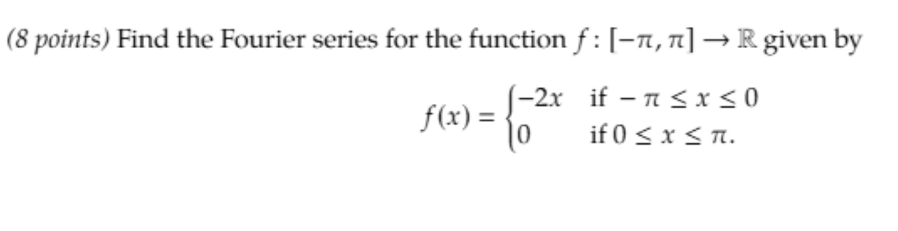 Solved (8 ﻿points) ﻿Find the Fourier series for the function | Chegg.com