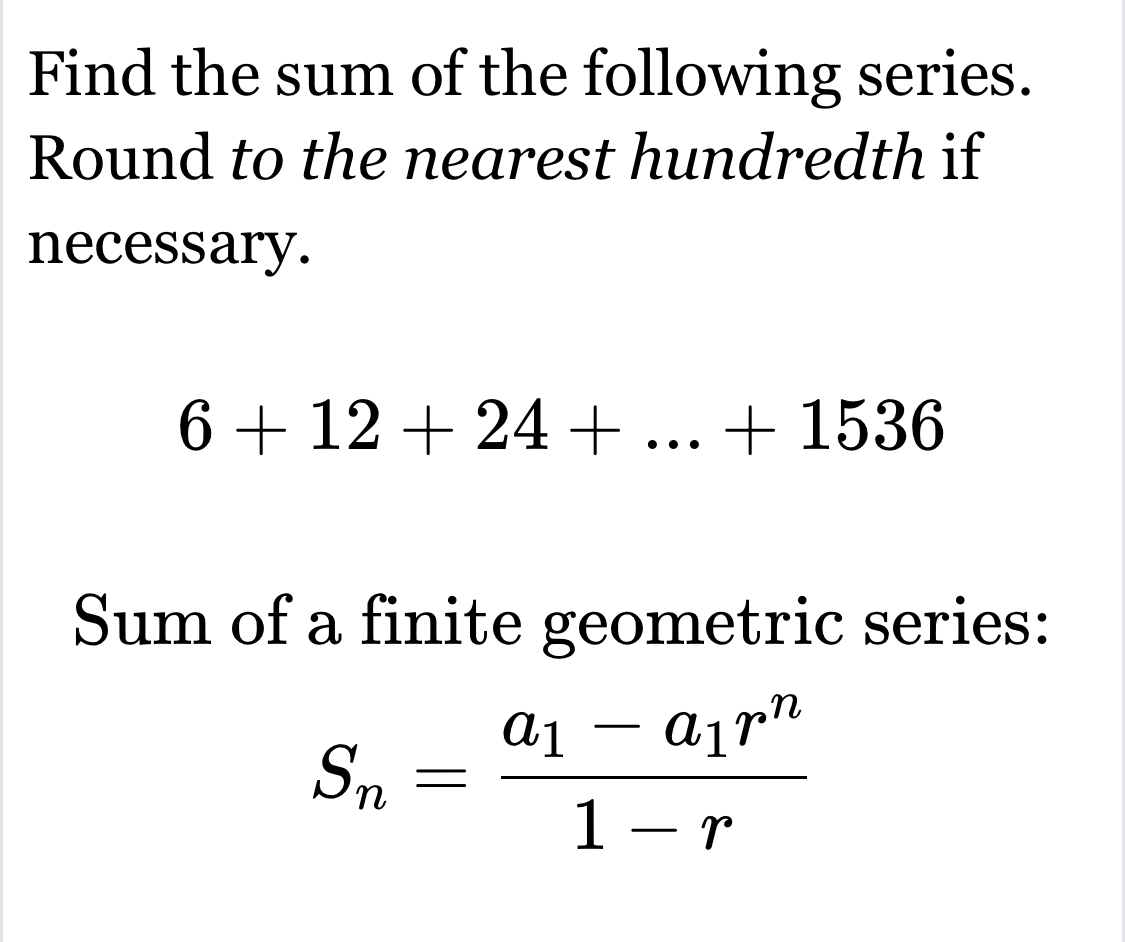 Solved Find The Sum Of The Following Series Round To The Chegg