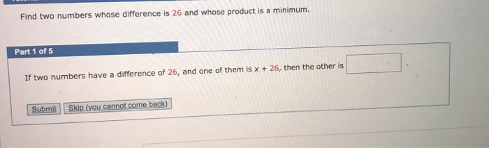 Solved Find Two Numbers Whose Difference Is 26 And Whose 
