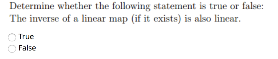Solved Determine whether the following statement is true or | Chegg.com