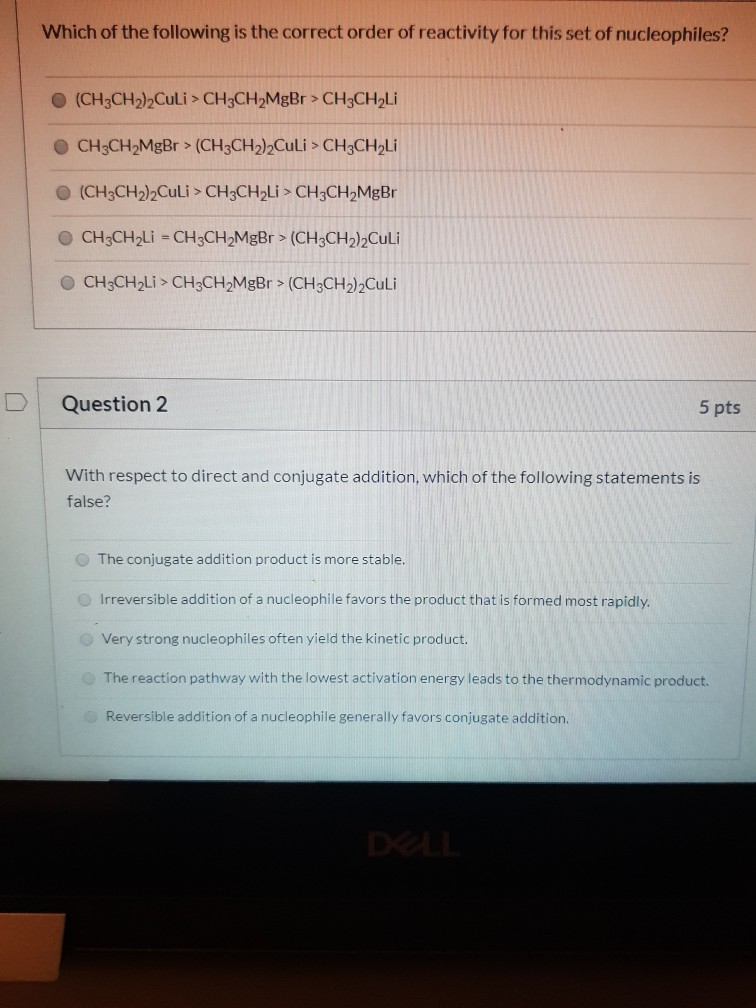 Solved Which of the following is the correct order of | Chegg.com