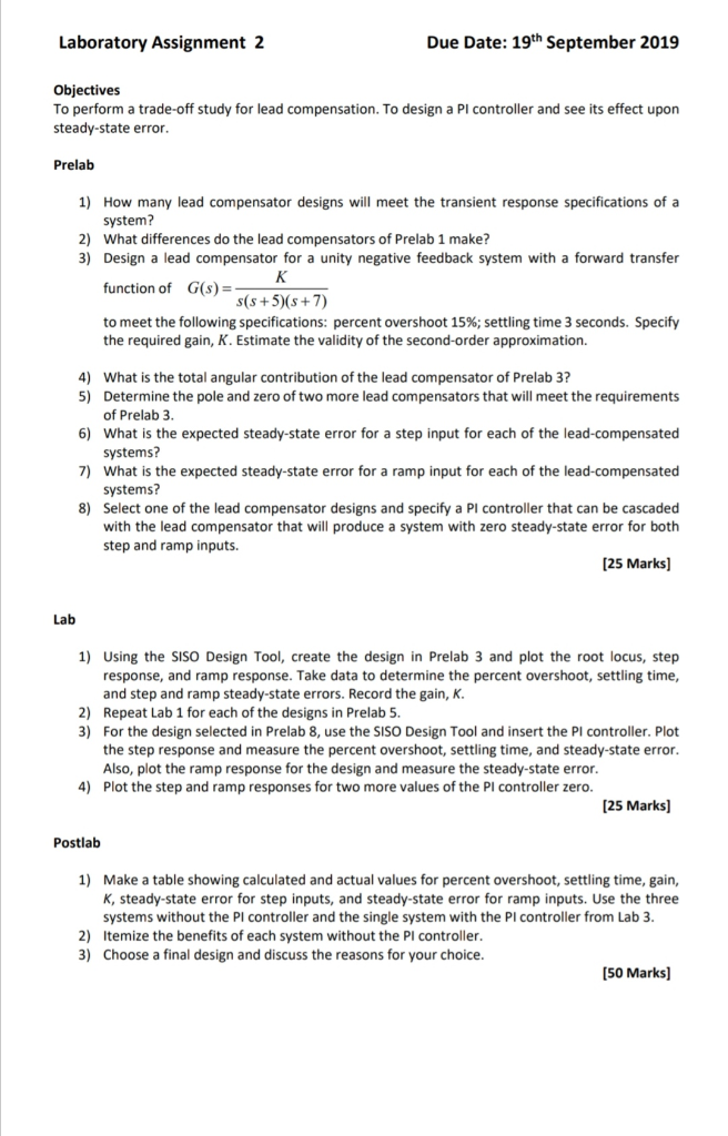 Laboratory Assignment 2 Due Date: 19th September 2019 | Chegg.com