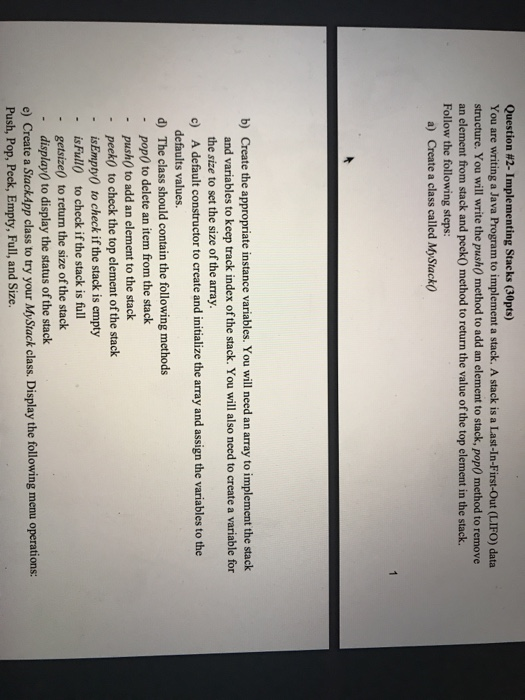 Solved Question #2-Implementing Stacks (30pts) You are | Chegg.com