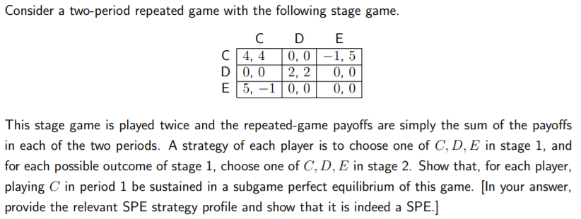 Solved Consider a two-period repeated game with the | Chegg.com