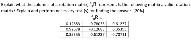 Solved Explain what the columns of a rotation matrix, BBR | Chegg.com