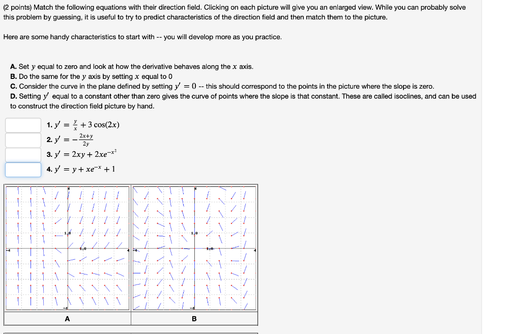 Solved (2 points) Match the following equations with their | Chegg.com