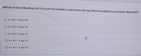 Solved Which of the following sets of quantum numbers | Chegg.com