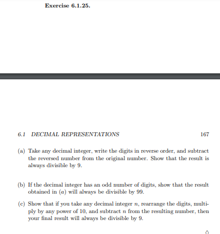 Solved 6.1 DECIMAL REPRESENTATIONS 167 (a) Take any decimal | Chegg.com