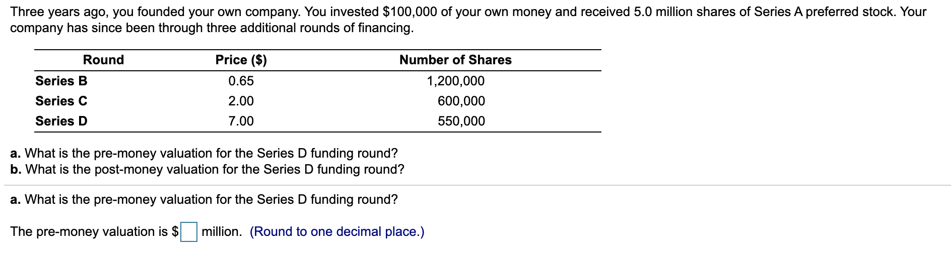 Solved Three years ago, you founded your own company. You | Chegg.com