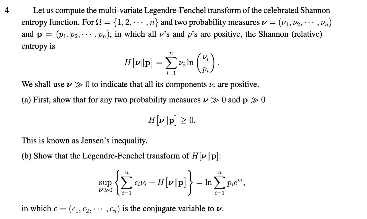 Solved 4 ﻿Let us compute the multi-variate Legendre-Fenchel | Chegg.com