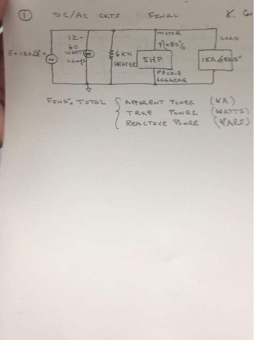 Solved FIND: TOTAL { APPAEENT POWER (WA) TRUE POWER (WATTS) | Chegg.com