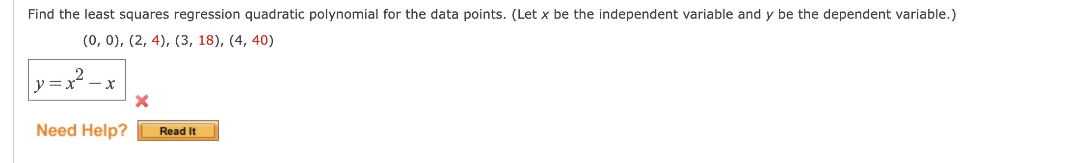 Solved Find the least squares regression quadratic | Chegg.com