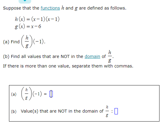 Solved Suppose that the functions h and g are defined as | Chegg.com