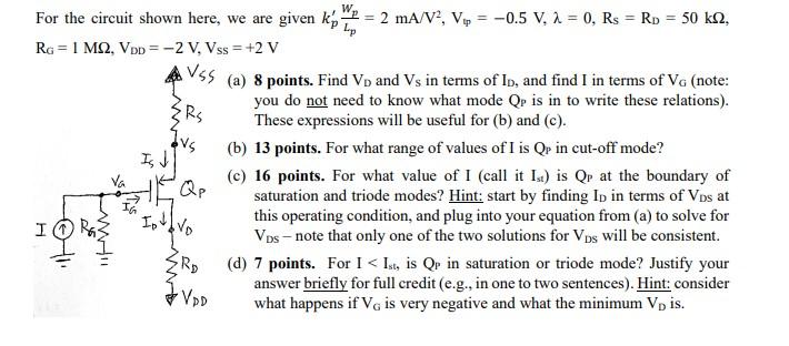 Solved For the circuit shown here, we are given kp′Lpwp=2 | Chegg.com