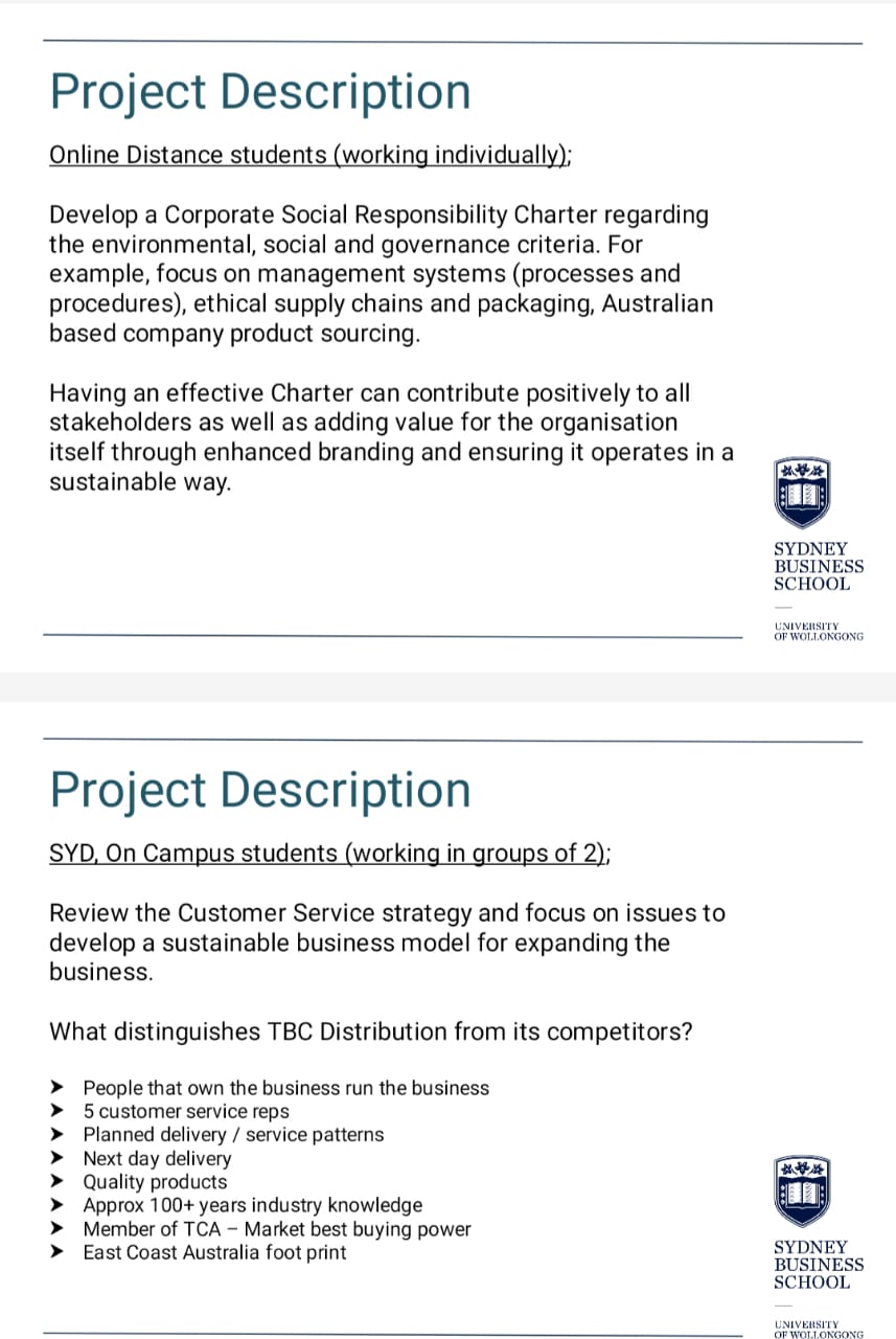 Solved Project Description Online Distance students (working | Chegg.com
