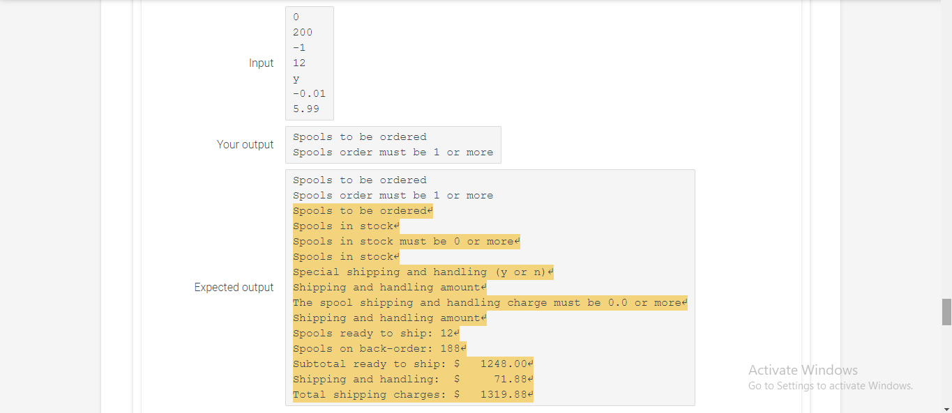 Solved C++ requirements The number of spools ordered, the | Chegg.com