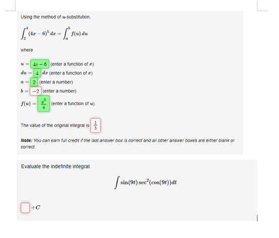 Solved Using the method of u-substitution, | Chegg.com