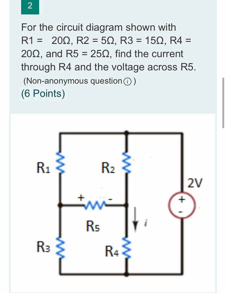Solved For the circuit diagram shown with R1 = 20Ω, R2 = 5Ω, | Chegg.com