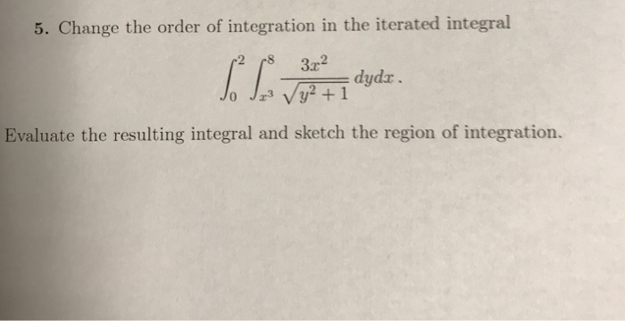 Solved 5. Change the order of integration in the iterated | Chegg.com