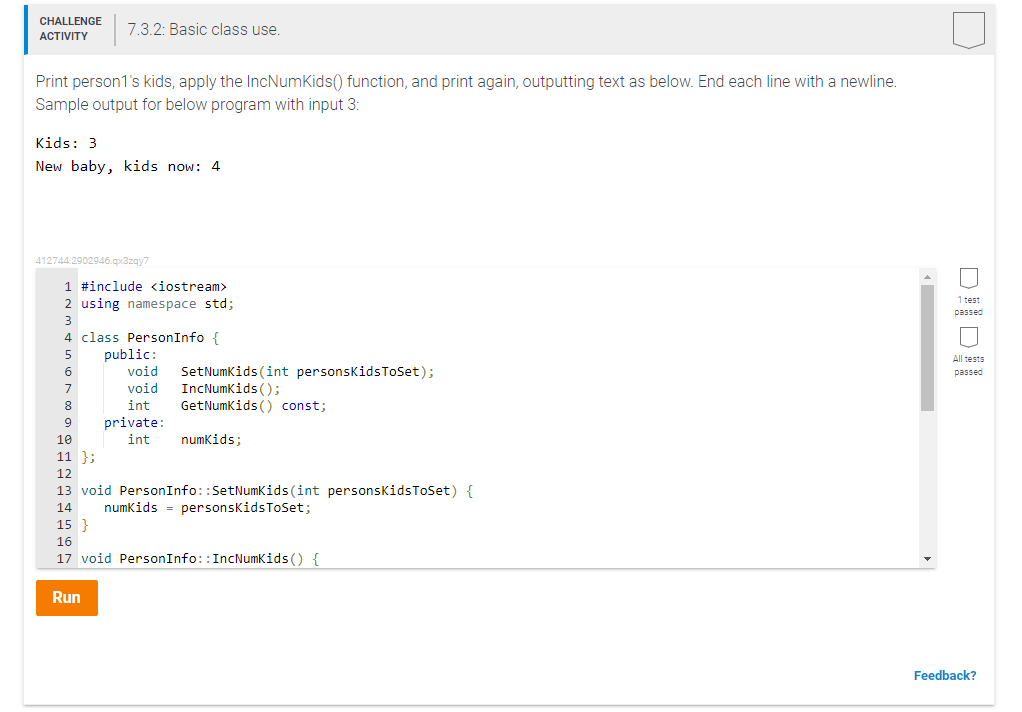 Solved Print person1's kids, apply the IncNumKids() | Chegg.com