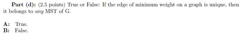 Solved Part (c): (2.5 points) Let {G=(V,E),s,t∈V,{ce}e∈E} be | Chegg.com