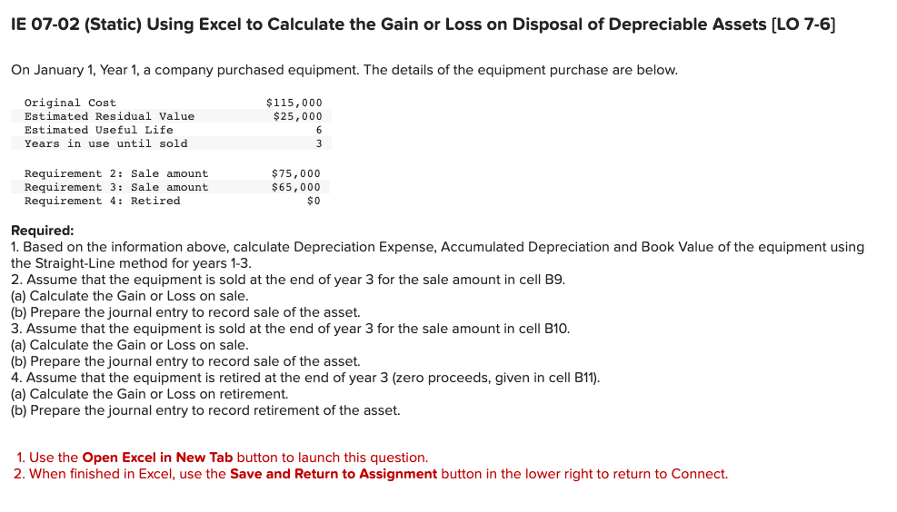 Solved IE 07-02 (Static) Using Excel to Calculate the Gain | Chegg.com