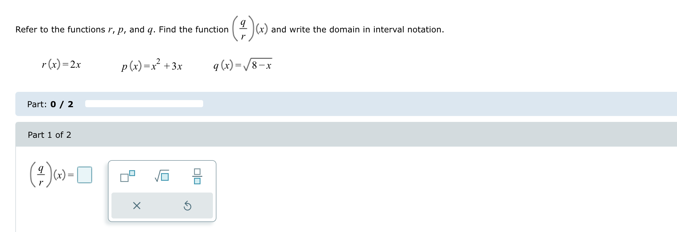 Solved Refer to the functions r,p, and q. Find the function | Chegg.com