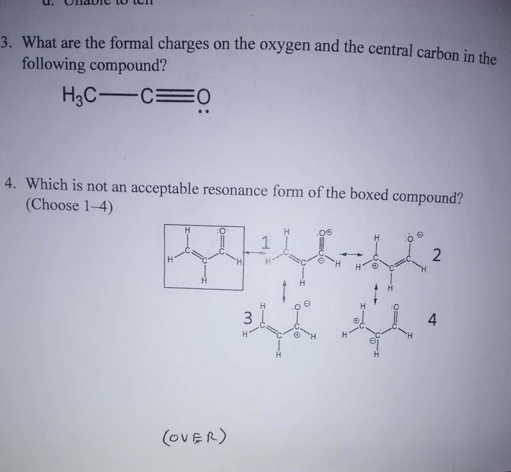 Solved 3. What are the formal charges following compound? on | Chegg.com