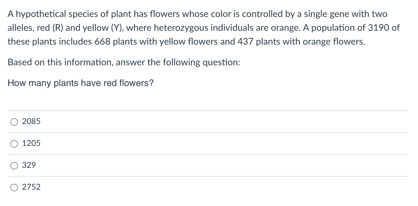 Solved A hypothetical species of plant has flowers whose | Chegg.com