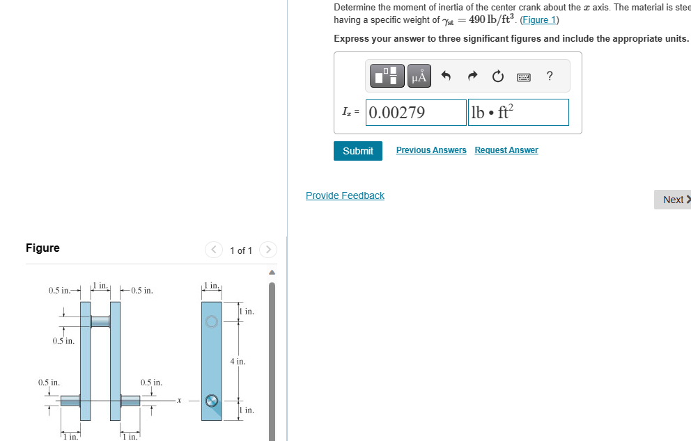Solved Determine the moment of inertia of the center crank | Chegg.com