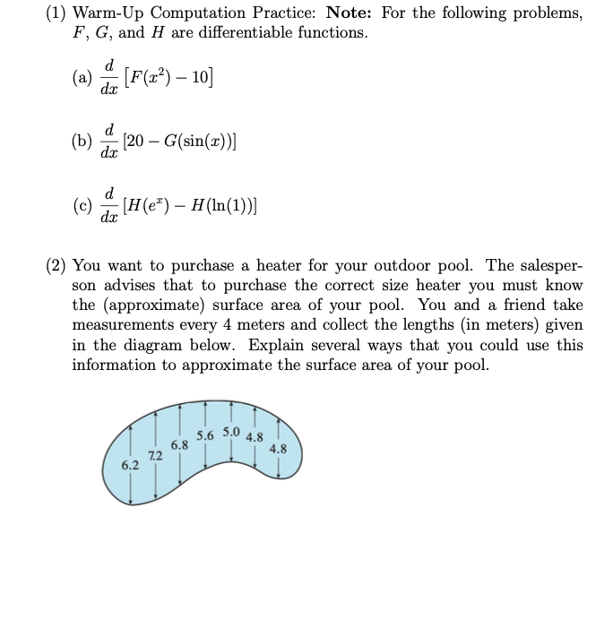 Solved (1) Warm-Up Computation Practice: Note: For the | Chegg.com