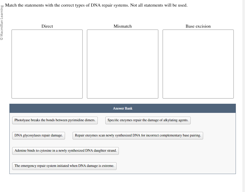 Solved Match the statements with the correct types of DNA | Chegg.com